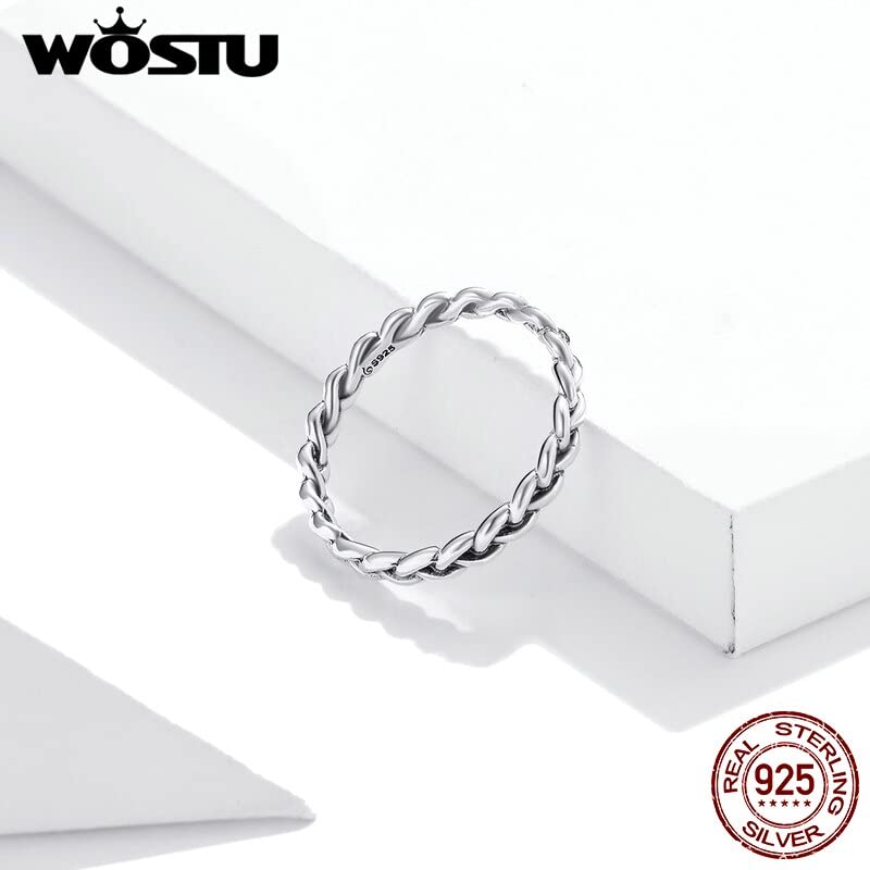 100% 925 Sterling Silver Ring Braided Texture Design Ring Rings For Women Wedding Fingers S925 Jewelry CTR161 (6)