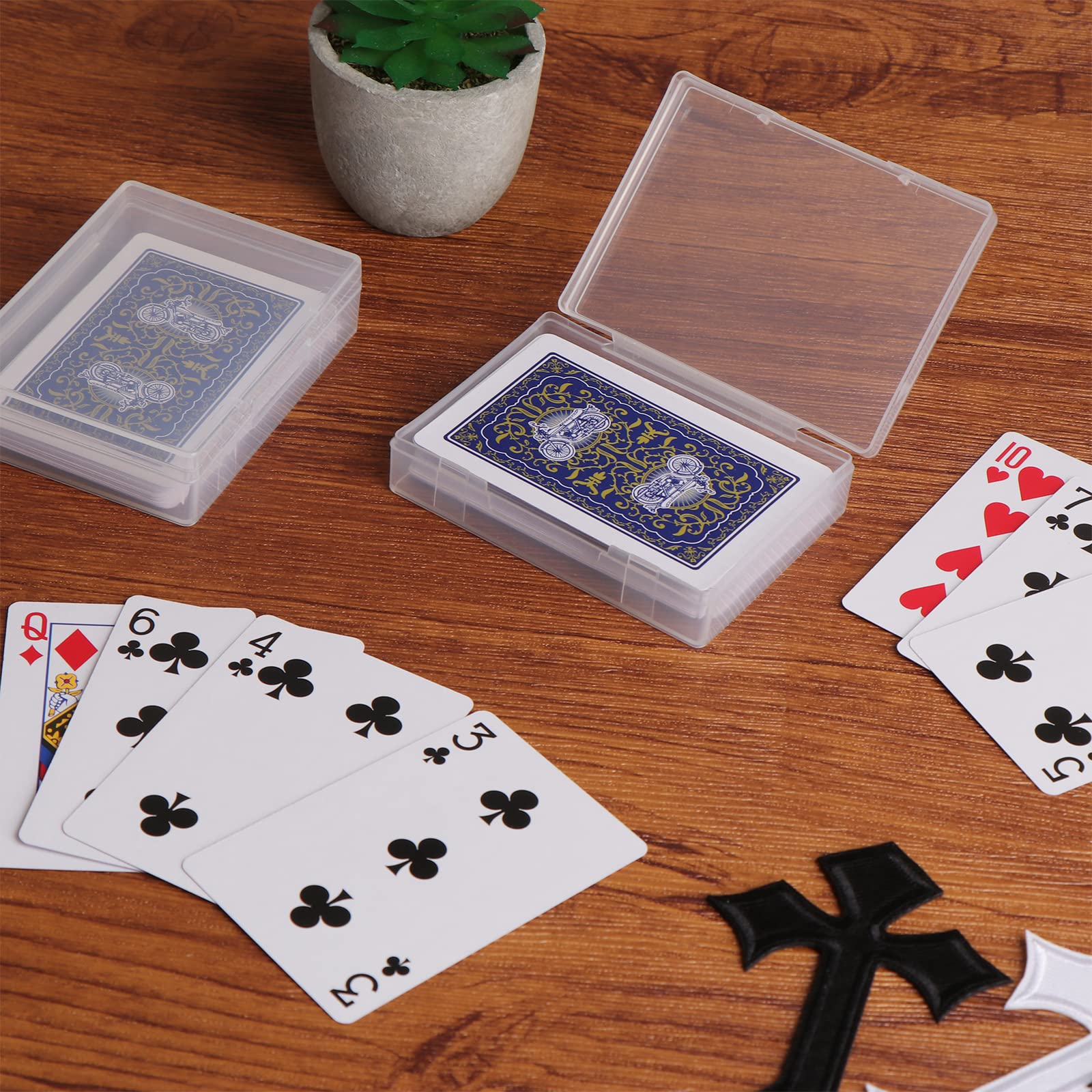 12 PCS Plastic Playing Cards Boxes, Snaps Closed Empty Plastic Storage Box, Clear Playing Card Case, Rectangle Playing Card Storage Clear Card Case for Business Trading Card Bridge Size Cards