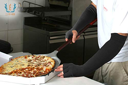 100% Kevlar Protective Sleeves- Anti Heat Scratch & Cut Resistant Arm Sleeve with Finger Opening- Safety Sleeves for Arms- Long Arm Guard Protector for Work Welding- Bite Proof- 18 Inches Black 1 Pair