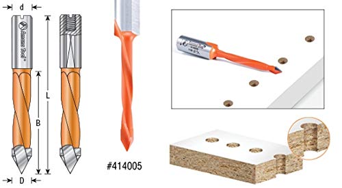 Amana Tool - 414005 Carbide Tipped Through-Hole Boring Bit L/H 5mm Dia x 70mm Long x 10mm