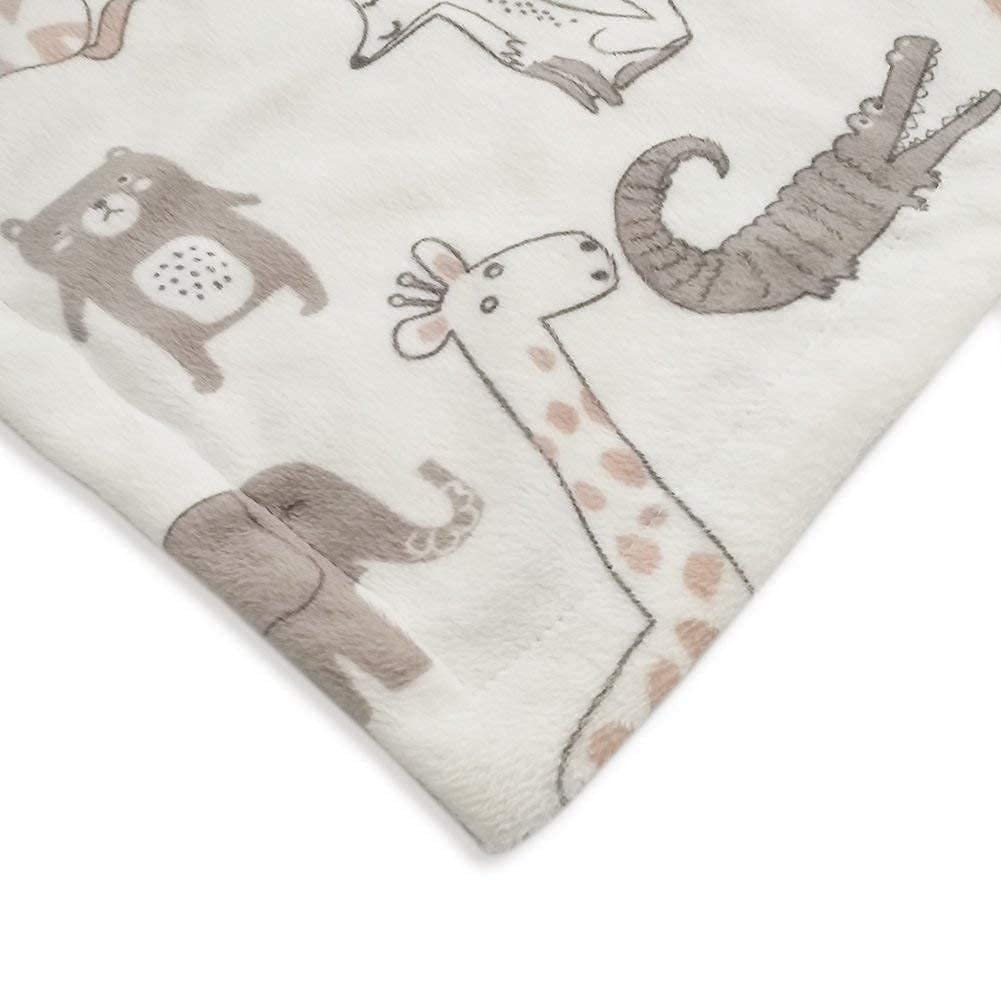 BORITAR Baby Blanket + Elephant Baby Security Blanket with Lovely Animals Printed, Soft Minky with Double Layer Dotted Backing