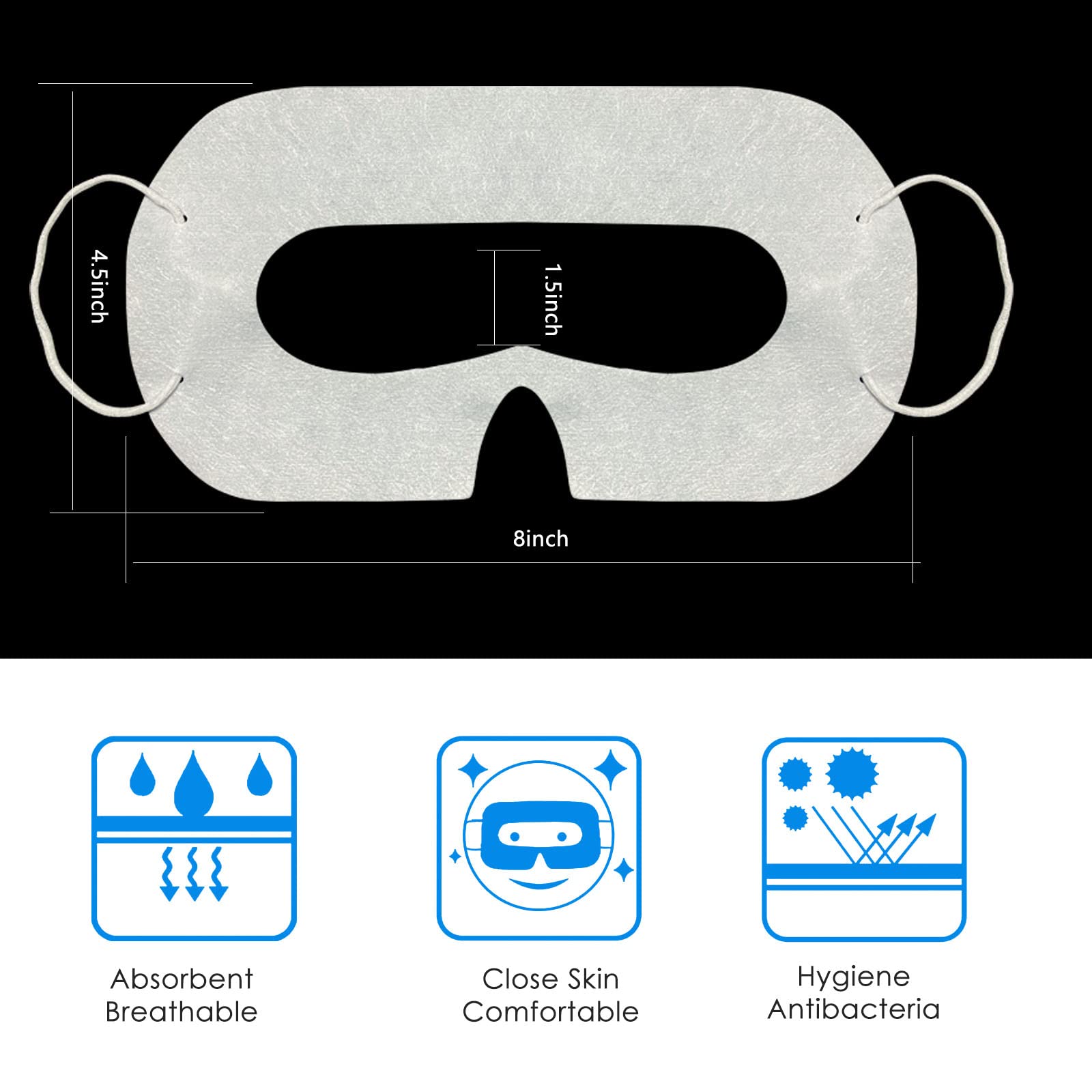 100 Pack Disposable Face Covers Sanitary Pads Mask for Meta Oculus Quest 1/2 HTC Vive/PS VR/Gear VR/Oculus Rift White