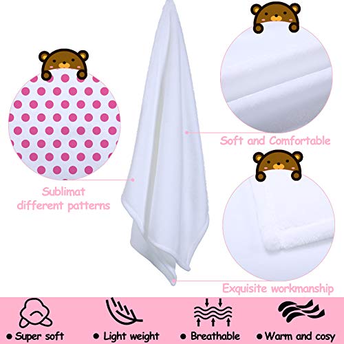 Boao 1 Piece Sublimation Baby Blankets 30 x 40 Inch Blank White Baby Receiving Blanket Fuzzy Soft Warm Blanket Infant Newborn Blanket for Crib Stroller DIY