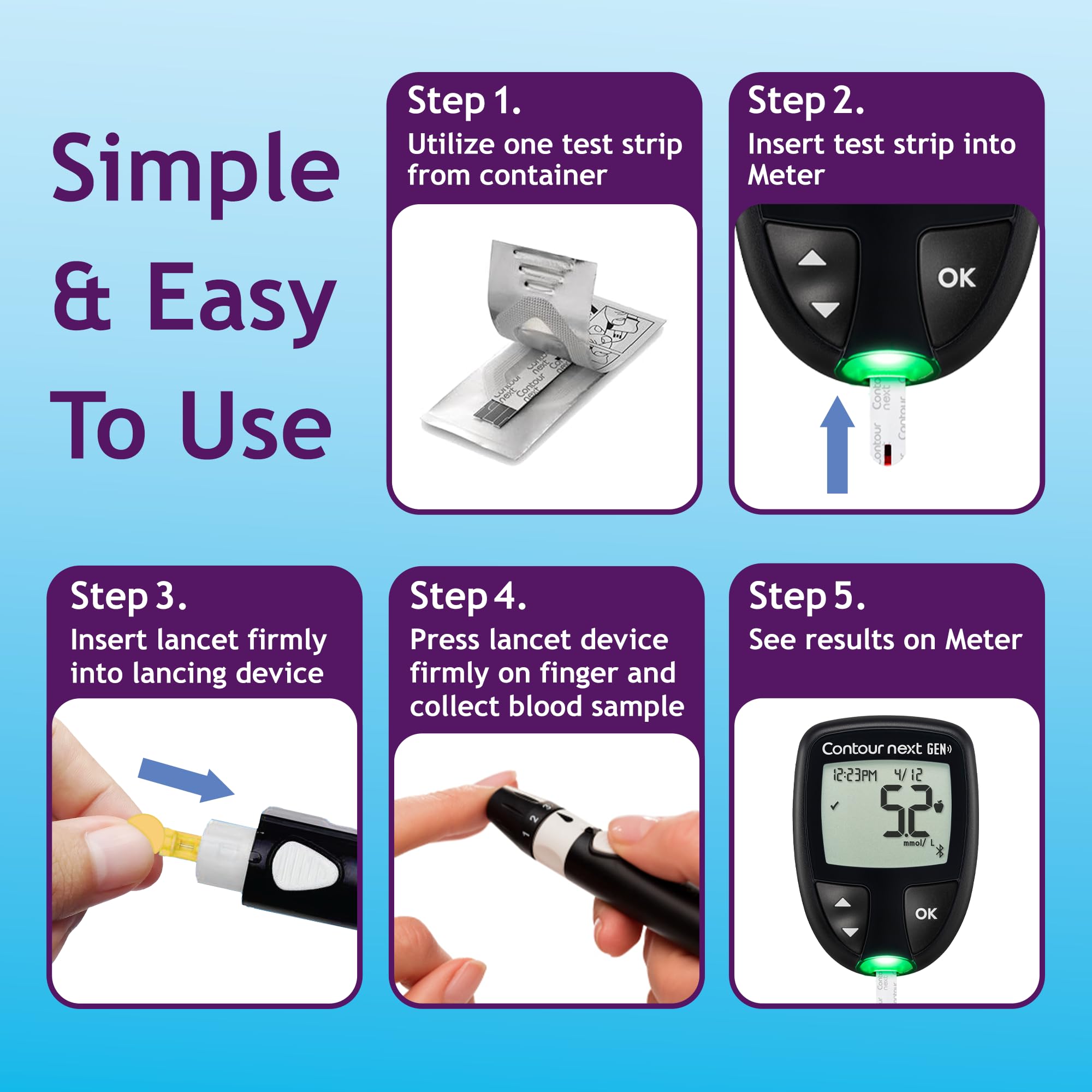 CONTOUR NEXT Blood Glucose Test Strips for Diabetes, 15 Count