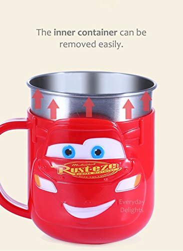 Everyday Delights Lightning McQueen Red Stainless Steel Insulated 3D Cup with Lid, 250ml