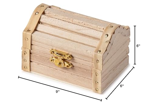 3.5” Unfinished Wood Treasure Chest by Make Market - Ready-to-Decorate Wood Box for Trinkets, Coins, Valuables - Bulk 12 Pack