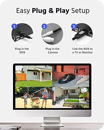ANNKE WS300 3MP Wireless Camera System, 8 Channel 5MP Wireless NVR with 4Pcs 3MP Weatherproof IP Cameras, Compatible with Alexa, 100ft Night Vision, Smart Motion Alerts, 1TB HDD Included