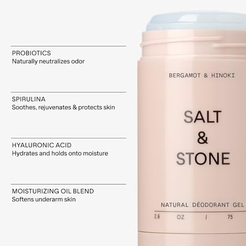 SALT & STONE Sensitive Skin Deodorant | Natural Deodorant Gel for Women and Men, Aluminum Free, Baking Soda Free, Vegan | Bergamot & Eucalyptus (2.6 oz)