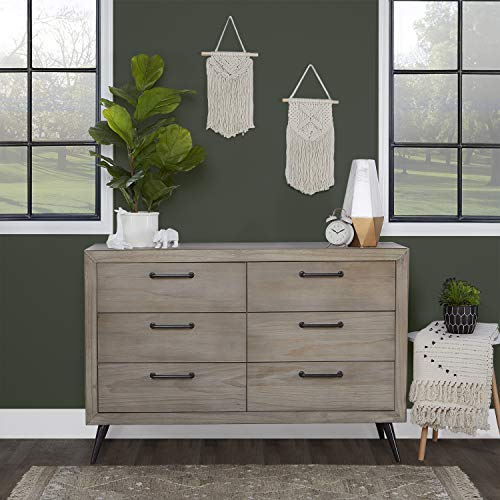 Evolur Stilnovo Mid Century Double Dresser, Windsor Oak Grey, 52x18x35 Inch (Pack of 1)