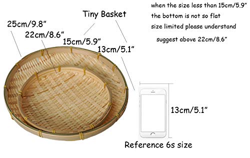 100% Natural Handmade Woven Bamboo Basket Tray U Shape Holder Bulk Food Flat Shallow Basket Size 5inch 6inch 10inch 15inch Bulk All Size Available for Customizing (13cm/5")