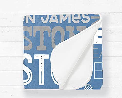 Monogram Junkie Personalized Baby Blanket for Boys with Name | Boy Custom Baby Blanket | Baby Boy Name Blanket | Blue