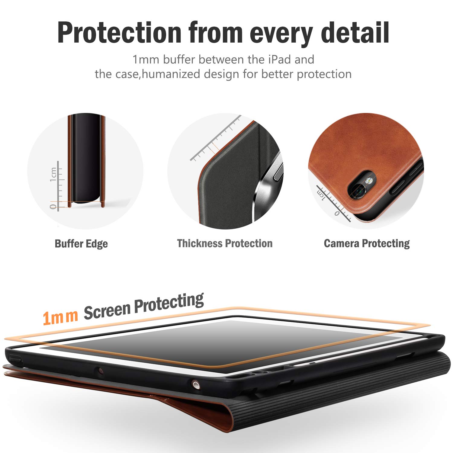 Antbox Case for iPad Pro 10.5 / iPad Air 3 with Built-in Pencil Holder Auto Sleep/Wake Function PU Leather Smart Cover for iPad Air 3 10.5 Inch 2019/iPad Pro 10.5 2017 (Brown)