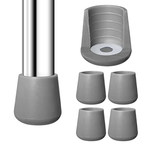 4 Rubber Chair Leg Caps 7/8 Inch Rubber Folding Chair Leg Caps, Non-Slip Chair Leg Floor Protectors for Hardwood Floors, Chair Leg Tips Caps 7/8 Inch Rubber Table Feet Cover Gripper Pads (Gray)