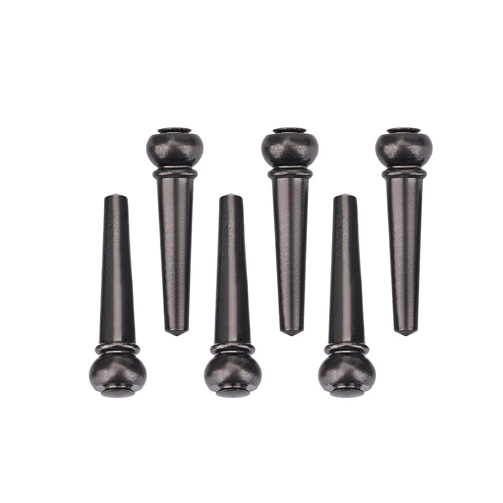 6Pcs Guitar Bridge Pins, Brass Pin Acoustic Guitar Strings Nail Pegs (Black) Ebony Bridge Pins 6 Pacoustic Guitar Strings