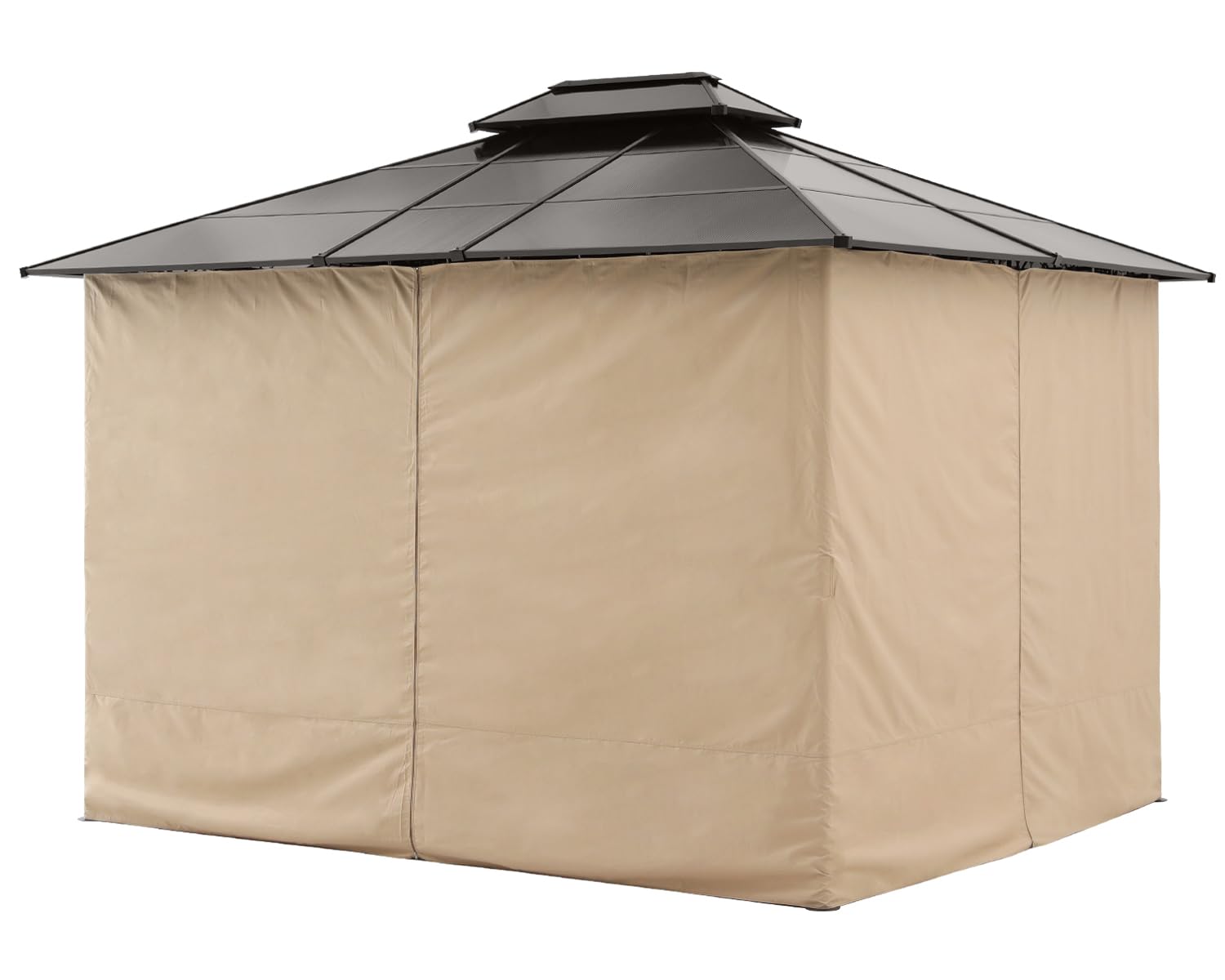 10x12 Double Roof Hardtop Patio Gazebo with Curtains and Netting by ABCCANOPY