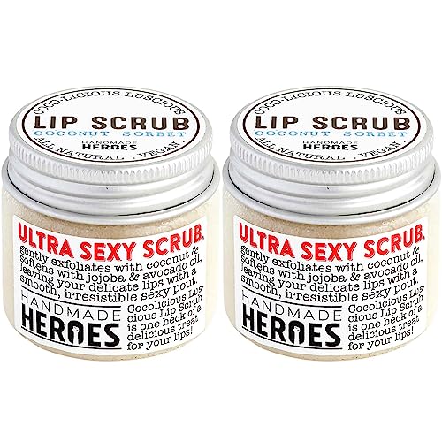 100% Natural Lip Scrub for Soft, Smooth Lips, Vegan Lip Scrub Gentle Exfoliator for Chapped and Dry Lips. 2 pc Coconut Lip Exfoliator Set lip exfoliator.
