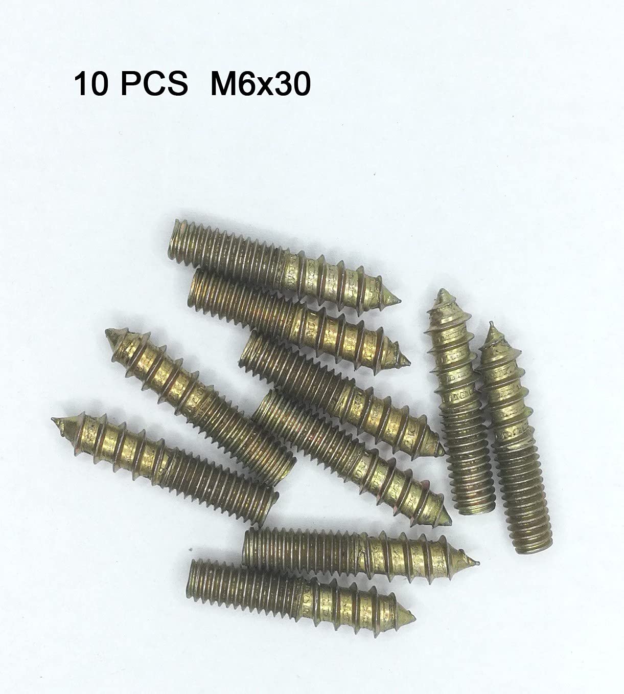 Hanger Bolt M6x30 Double Headed Bolt Self-Tapping Screw for Furniture 10Pcs