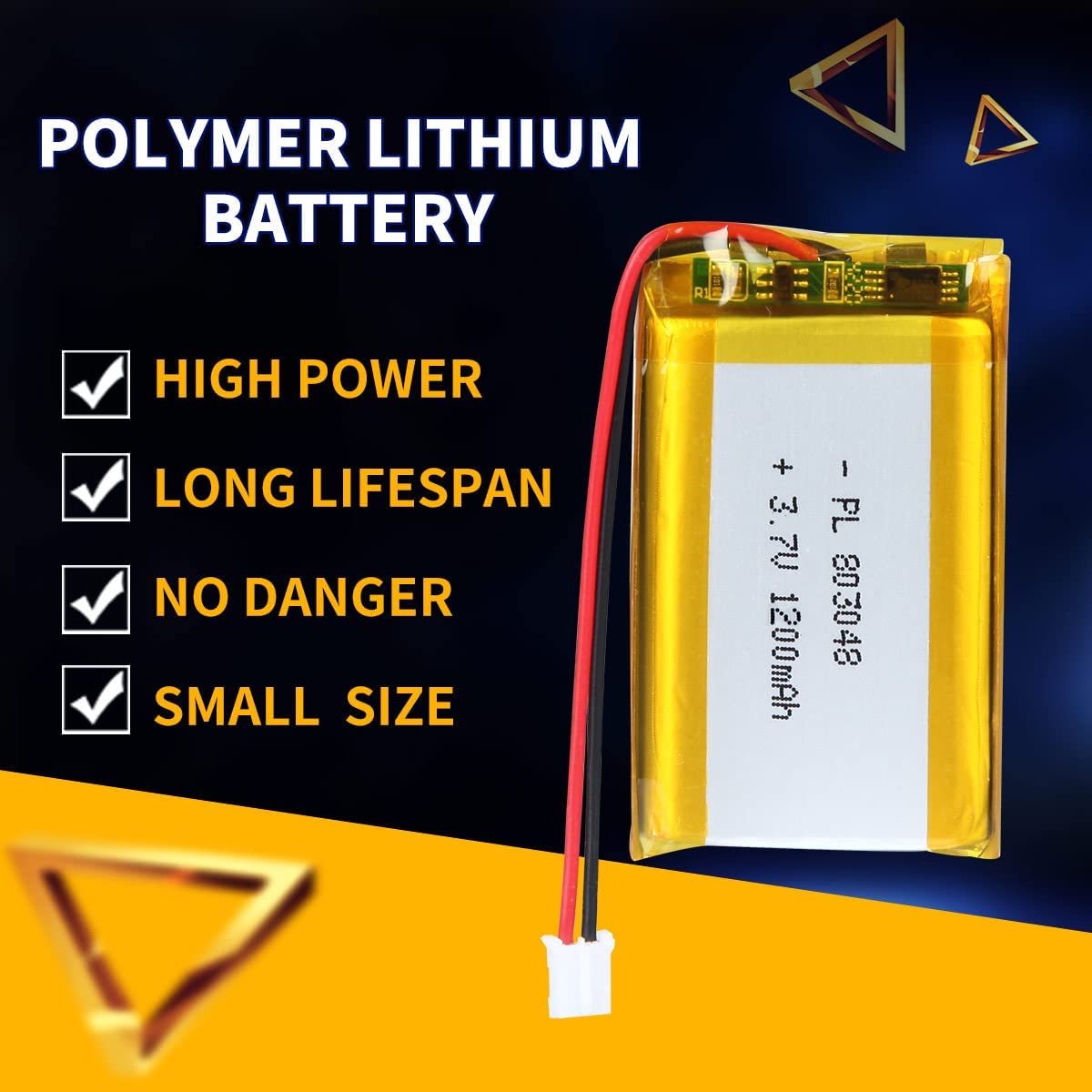 3.7V 1200mAh 803048 Lipo battery Rechargeable Lithium Polymer ion Battery with JST Connector