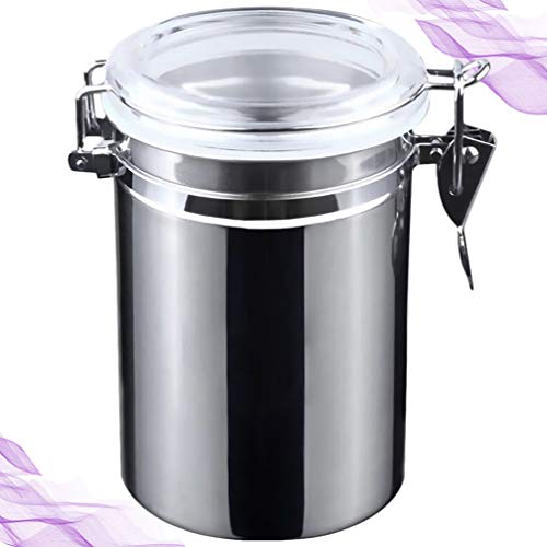 EXCEART Airtight Coffee Container Stainless Steel Container Coffee Beans Storage Vault Coffee Canister Jar 12cm x 17cm
