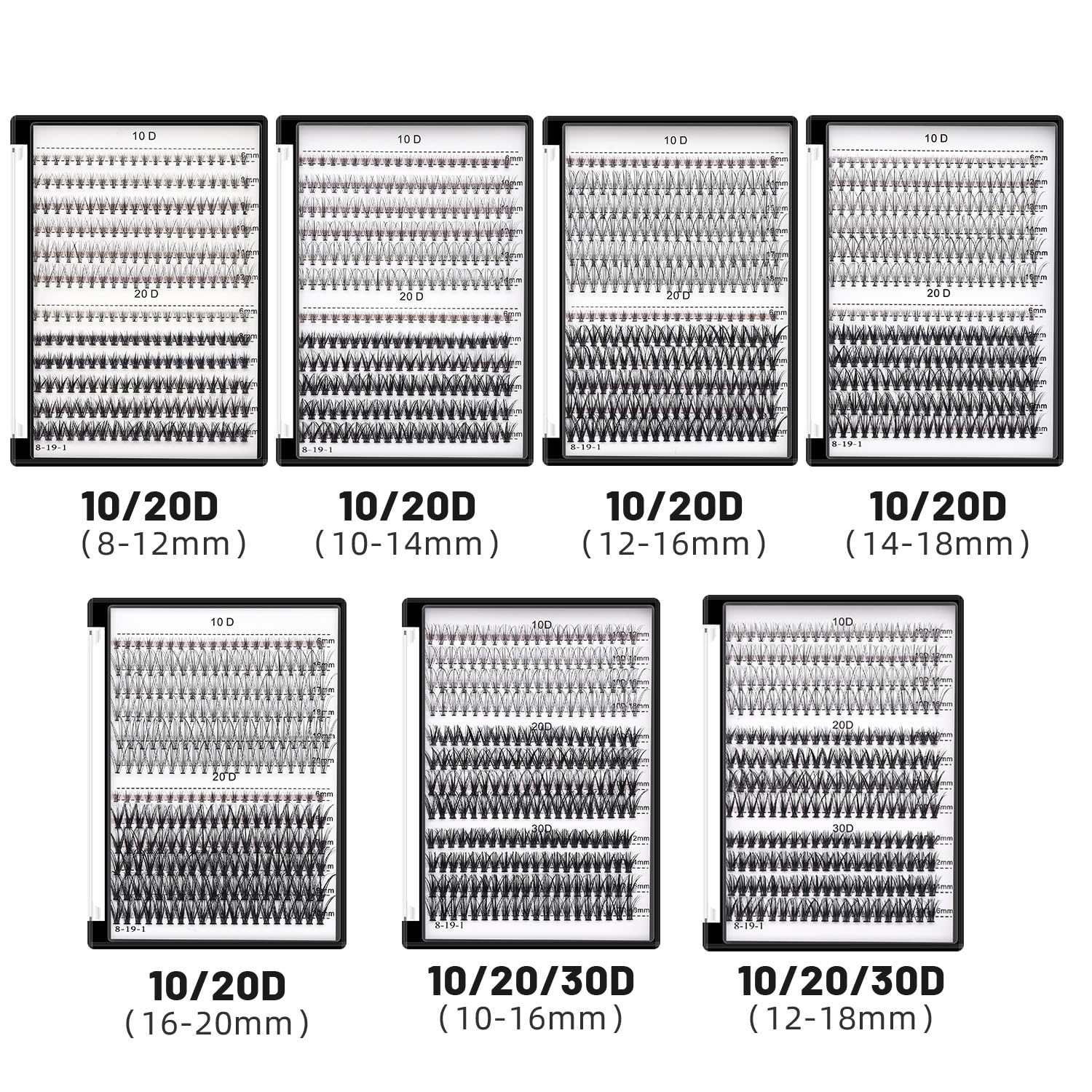 Bodermincer 10D 20D 240pcs Cluster Eyelash Extensions 8-9-10-11-12mm Mixed/ 10-11-12-13-14mm Mixed/12-13-14-15-16mm Mixed Eyelash Clusters Lash Extension Individual Lashes for Self Application
