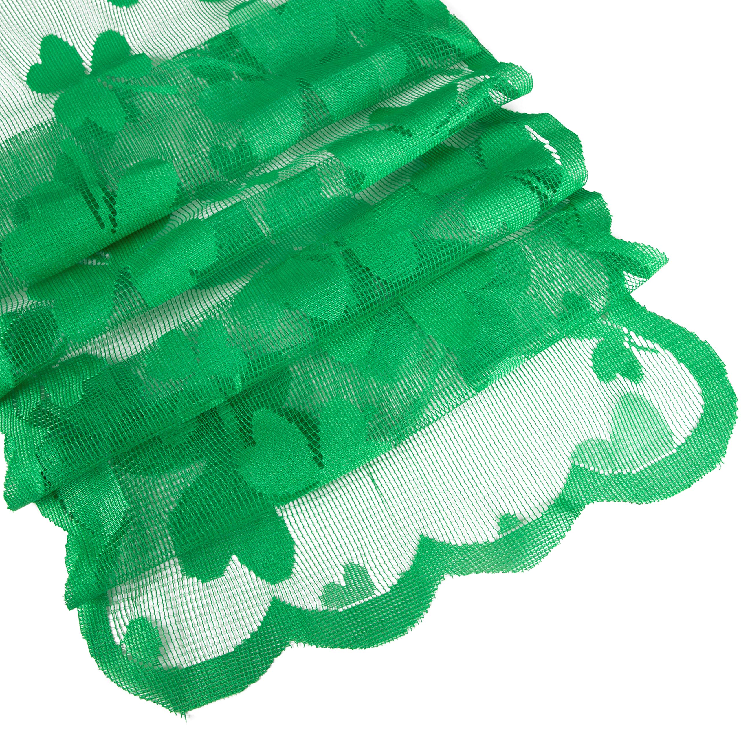 6PCS St Patricks Day Decorations Table Runners Placemats Saint Shamrock Green Lace Embroidered Irish Clover Party Decor Supplies,with 2 Light Strips