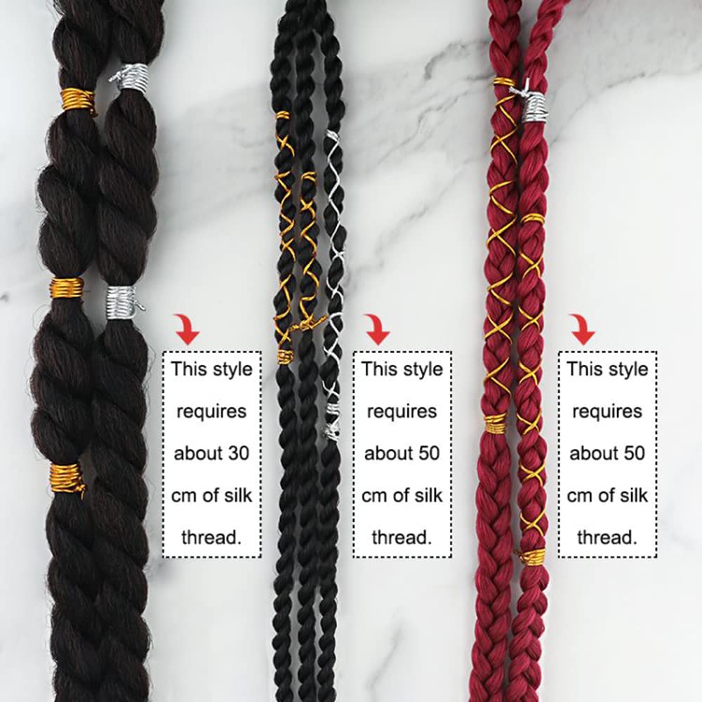 2 Pieces 5M Dreadlock Braids Hair Accessories Silver Gold Braiding Hair Deco Styling Shimmer Stretchable African Braid Braided Elastic Cord Ornament Hanging Decorating Gift Wrapping