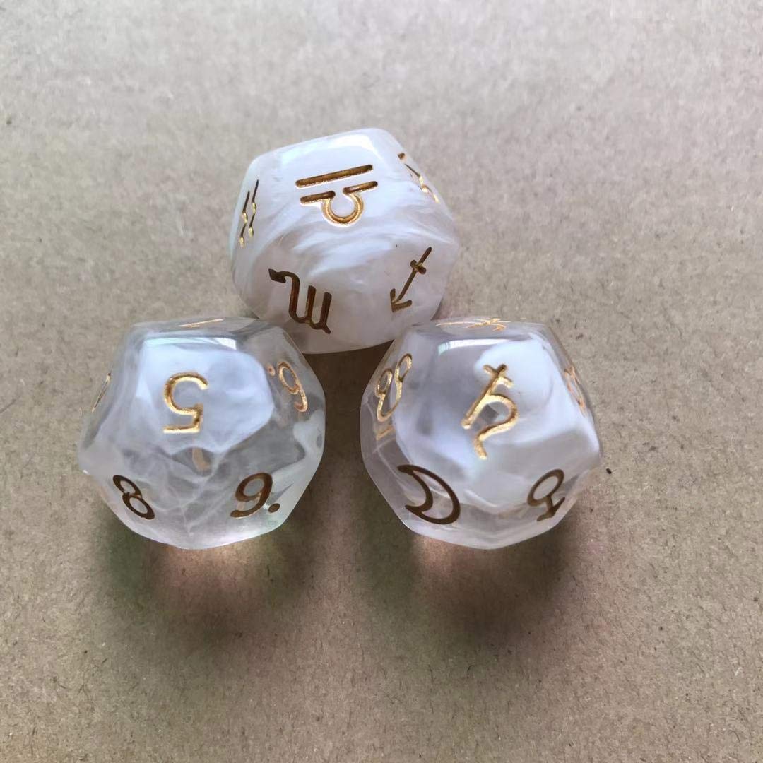 6Pcs/Set Astrological Dice Astrology Tarot Card Constellation Divination Zodiac Dice Set 12-Sided Polyhedral Dice
