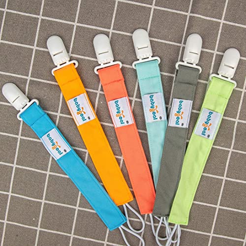 Babygoal Neutral Pacifier Clips, 6 Pack Binky Paci Holder and Leash for Boys and Girls Fits for Most Pacifier, Binkie Styles & Baby Teethers & Toys and Gift 6PS10