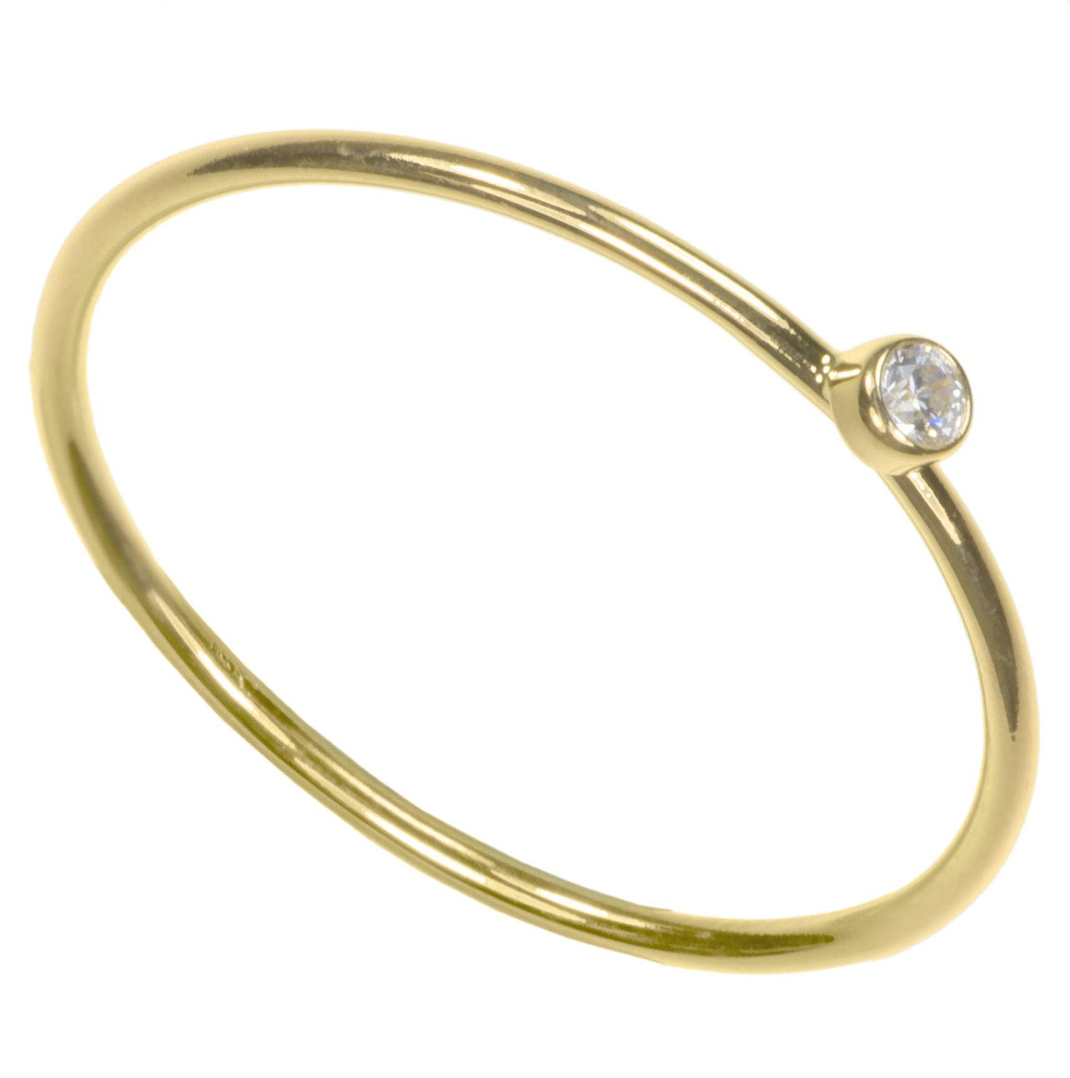 14K Gold 2mm White CZ Stacking Ring Size 8