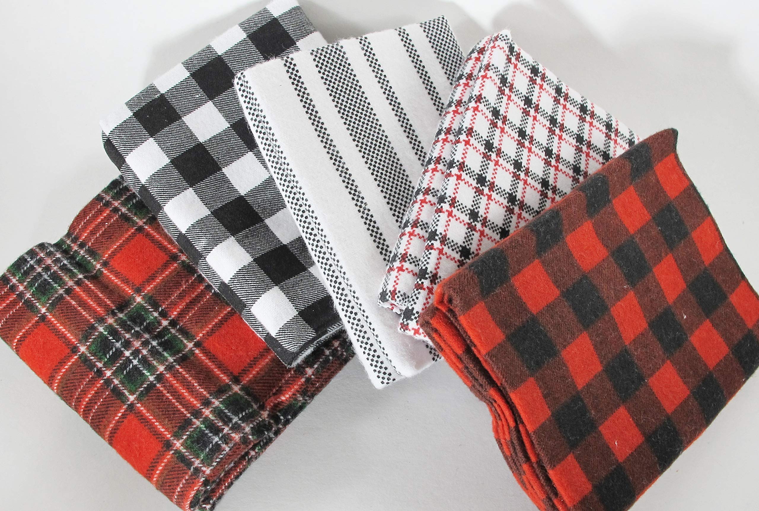 5 Fat Quarters - Plaid, Stripe, Buffalo Plaid Flannel - 100% Cotton Fabric ~ Quilt Fabric ~ Crafts ~ Sewing