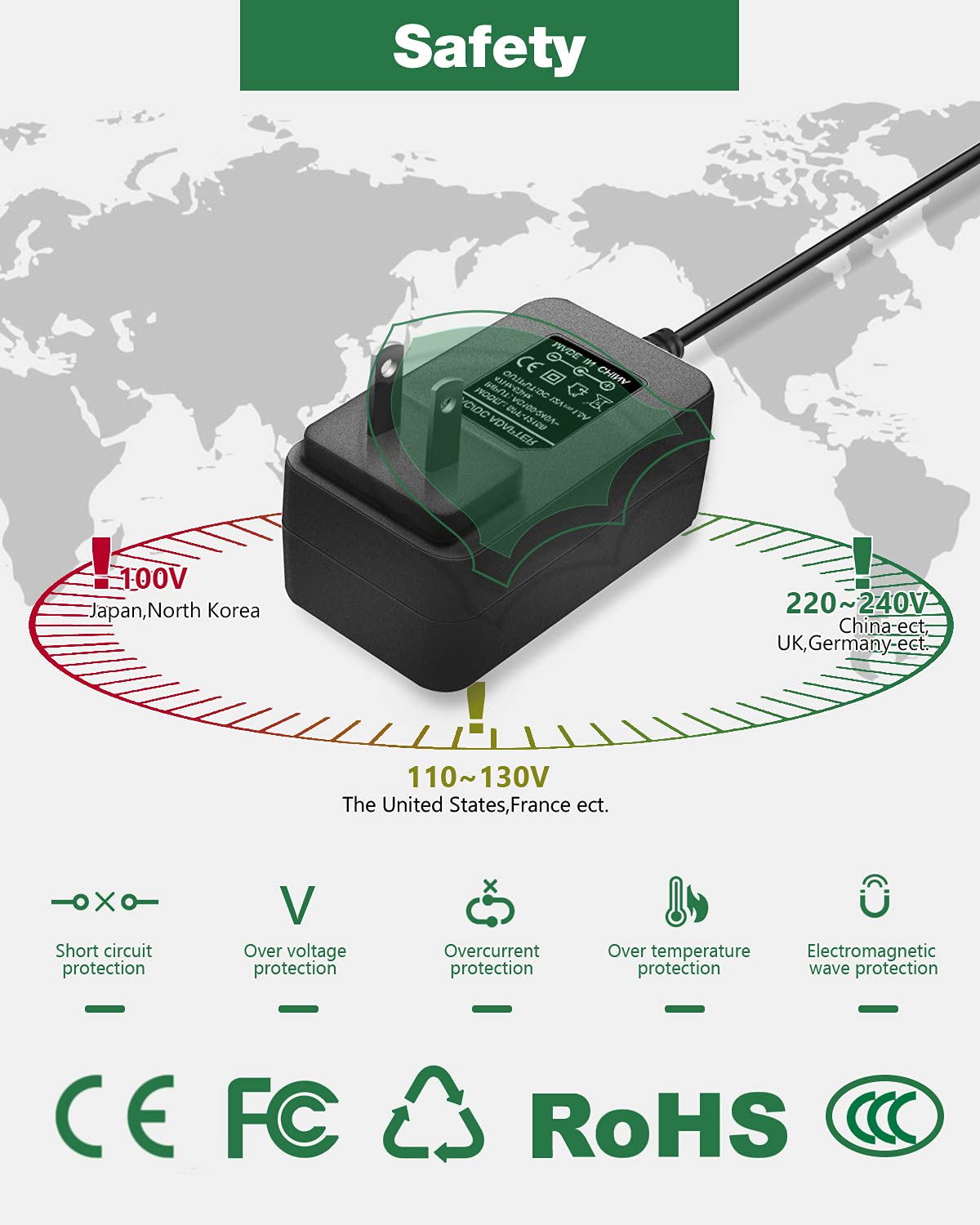 JOVNO 12V 1.5A Power Supply Adapter 100-240V AC to DC 12volt 18W 1amp 500mA 250mA Power Converter with 5.5x2.5mm Tip for Yamaha Piano 5050 WS2811 LED strip light Camera CCTV Security System Routers