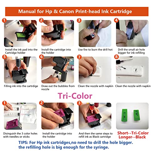 F-ink Ink Refill Tools Compatible with PIXMA Inkjet Ink Cartridges 245XL 246XL 210XL 211XL PG-245 CL-246 PG-210 CL-211 PG-243 CL-244