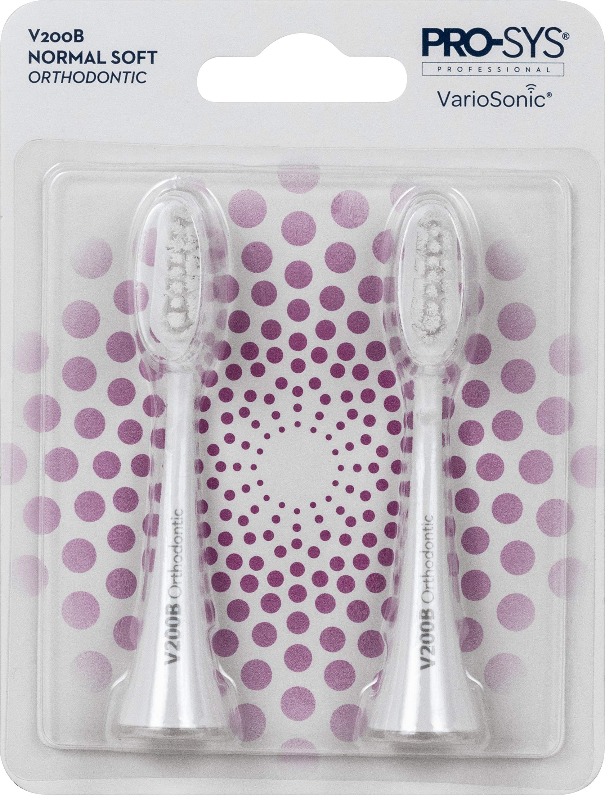 PRO-SYS VarioSonic V200B Normal Soft Orthodontic Replacement Heads, Pack of 2. Also fits Burst Brush!