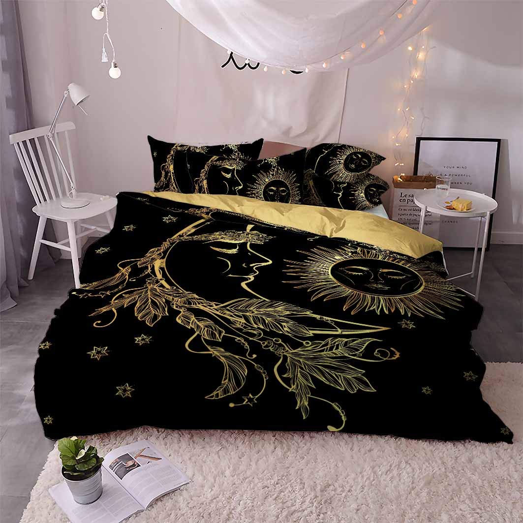 3D Bedding Set Sun and Moon Bedding Print Twin Full Queen King Bedclothes Duvet Cover Set bedlinen (Queen, Sun)