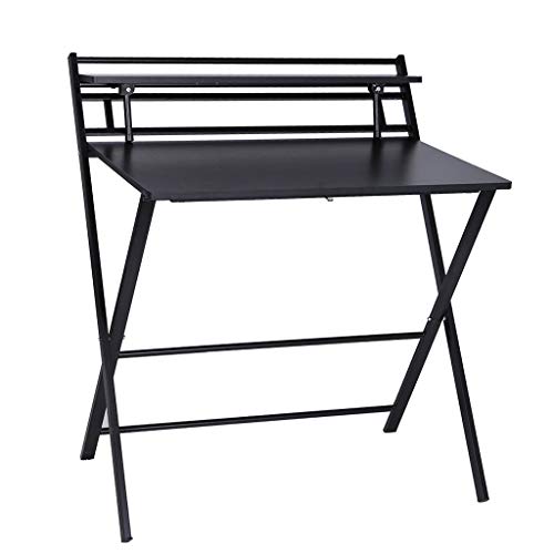 MOMFEI 2-Style Folding Desk for Small Space, Home Corner Desks Simple Computer Desk with Shelf, Folding Laptop Table (Black)