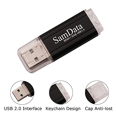 SamData 2 Pack 32GB USB 2.0 Flash Drive Thumb Drive Memory Stick Pen Drives Jump Drive for Data Storage (2Pack Black)