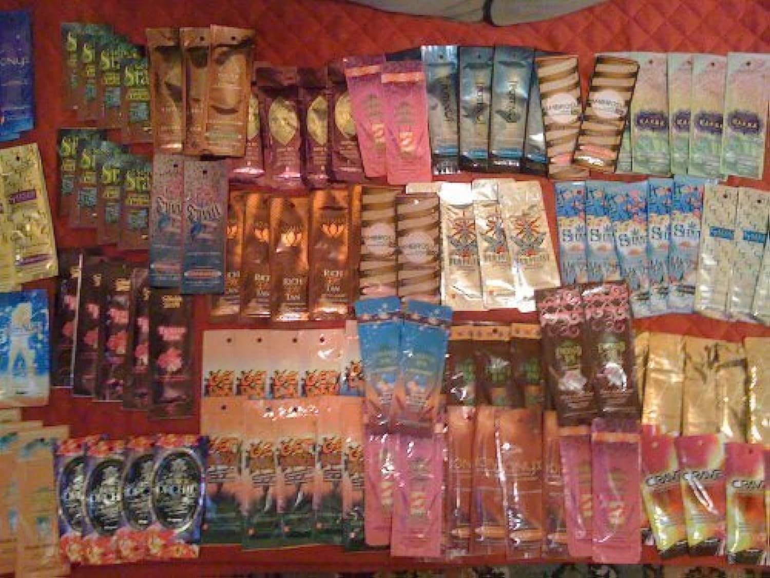 50 New Assorted Indoor Tanning Bed Lotion Packets Samples Packetes