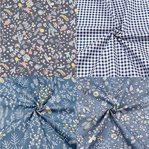 8PCS 50cm x 50cm Floral Twill Print Cotton Fabric Bundle Sewing Patchwork Precut Fabric Scraps Suitable for DIY Sewing Quilting and Various Handicrafts