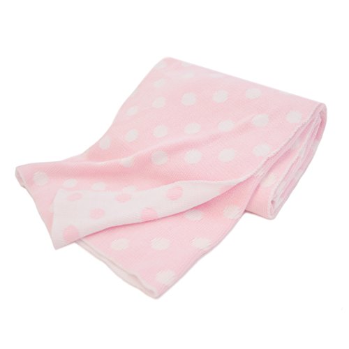 American Baby Company 100% Natural Cotton Sweater Knit Swaddle Blanket, Pink/White Dot, Soft Breathable, for Girls