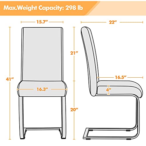 Yaheetech 4pcs Dining Chairs Armless Leather Dining/Desk Room Kitchen Chairs with Upholstered Seat, Metal Legs and High Back for Kitchen, Living Room, Leisure, Black