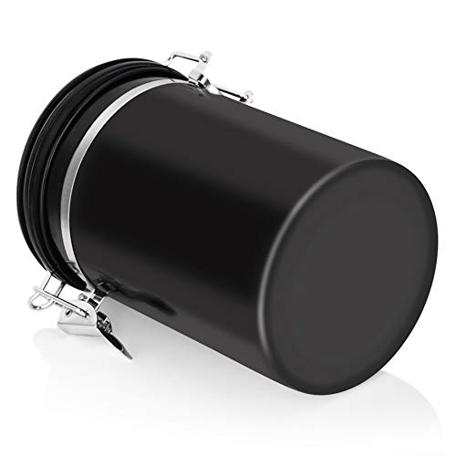 Coffee Container, Coffee Canister Large Airtight Stainless Steel Coffee Container Kitchen Storage Canister for Coffee, Christmas Gift and Birthday Gift(Black)