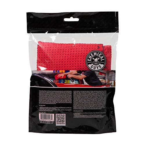 Chemical Guys MIC707 Waffle Weave Glass and Window Microfiber Towel, Red (24" x 16")