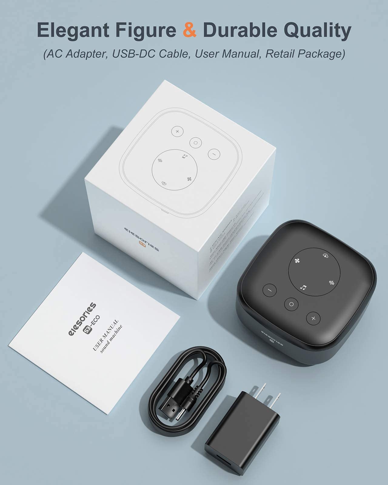 elesories S3 White Noise Machine, Portable Sleep Therapy Sound Machine for Adults Baby Kids Sleeping