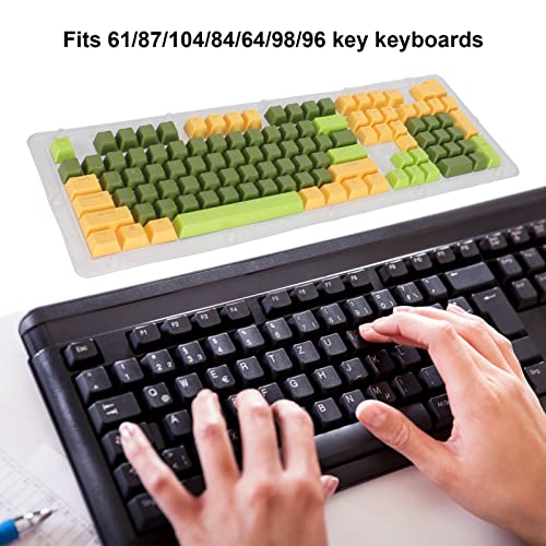 107 Keys Standard Tricolor ABS Keycap Set, Three Color Translucent Characters Arc Layout Mechanical Keyboard Keycaps, OEM Profile, for Mechanical Gaming Keyboard(Matcha Dark Green)