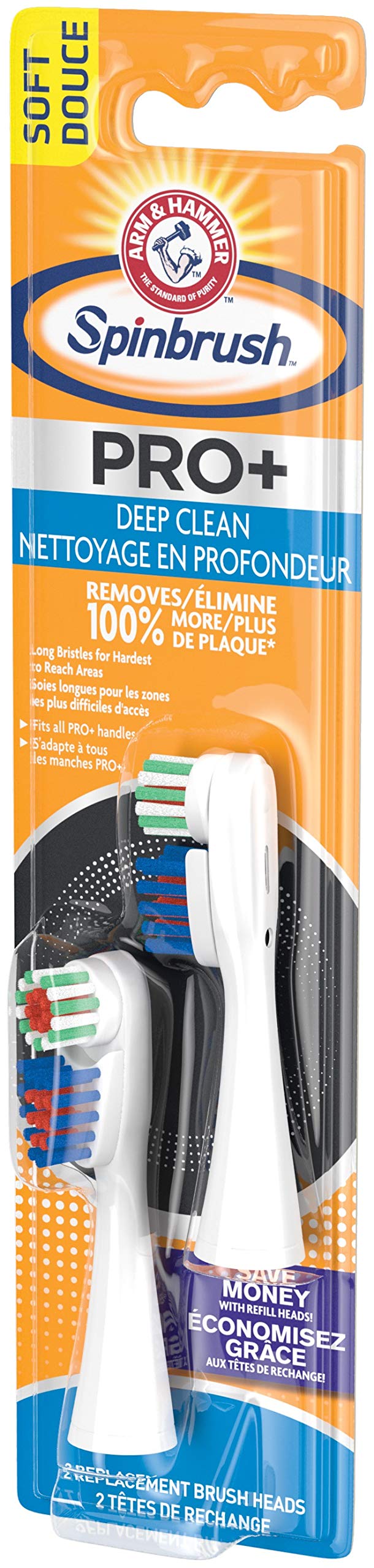 ARM & HAMMER Spinbrush Truly Radiant Deep Clean Replacement Brush Heads Soft