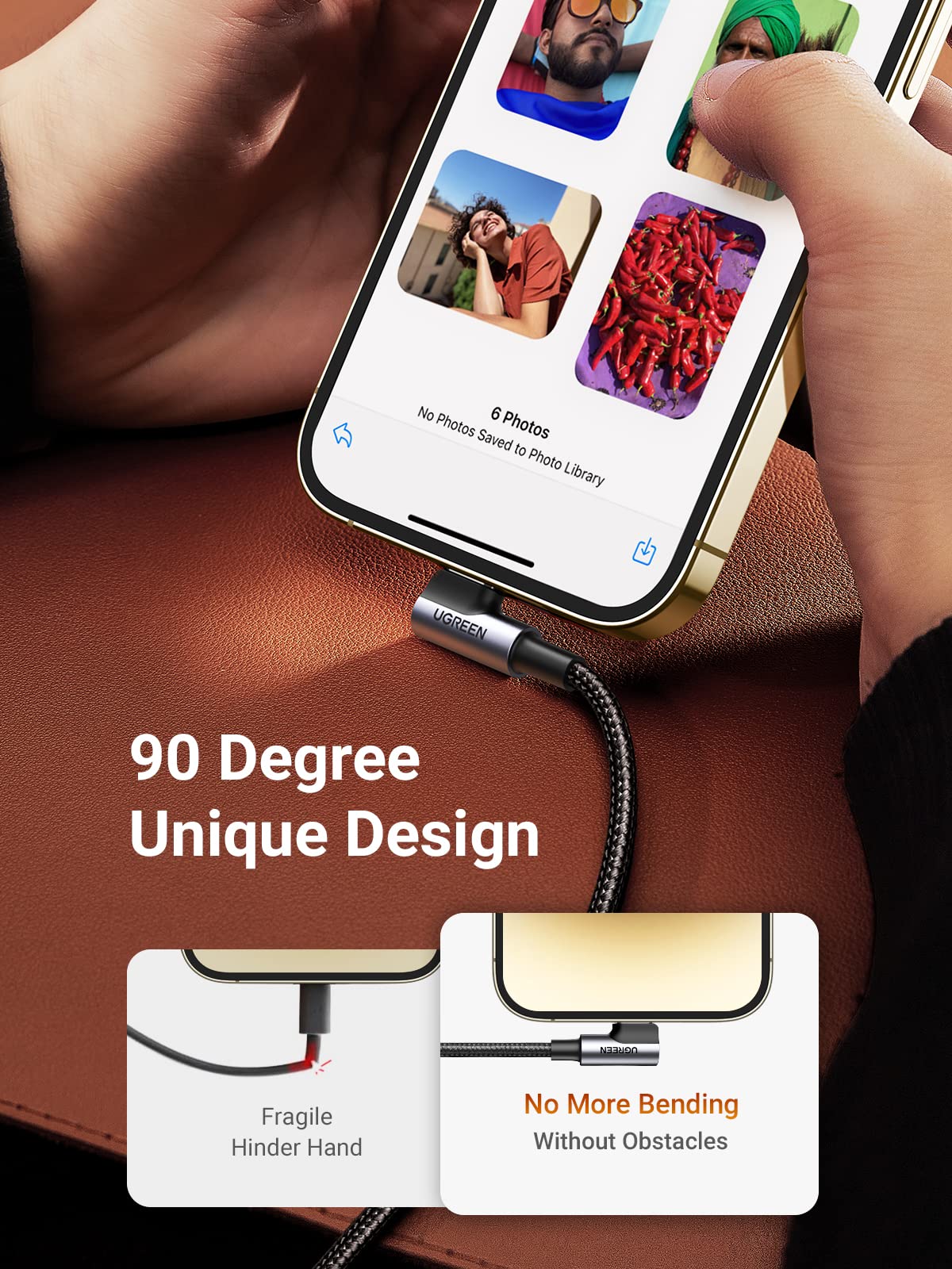 UGREEN MFi Certification Lightning Cable - 90 Degree USB C to Lightning Cable 6FT Compatible with iPhone 14/14 Pro/14 Pro Max, iPhone 13/12/11/X/XR/XS/8 Series, iPad, AirPods Pro