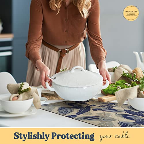 Chocolate Lemon: Trivet Table Runner - Heat Resistant 350F, Waterproof, Reversible for Hot Dishes, Plates & Pots (Botanical, 48 inch)