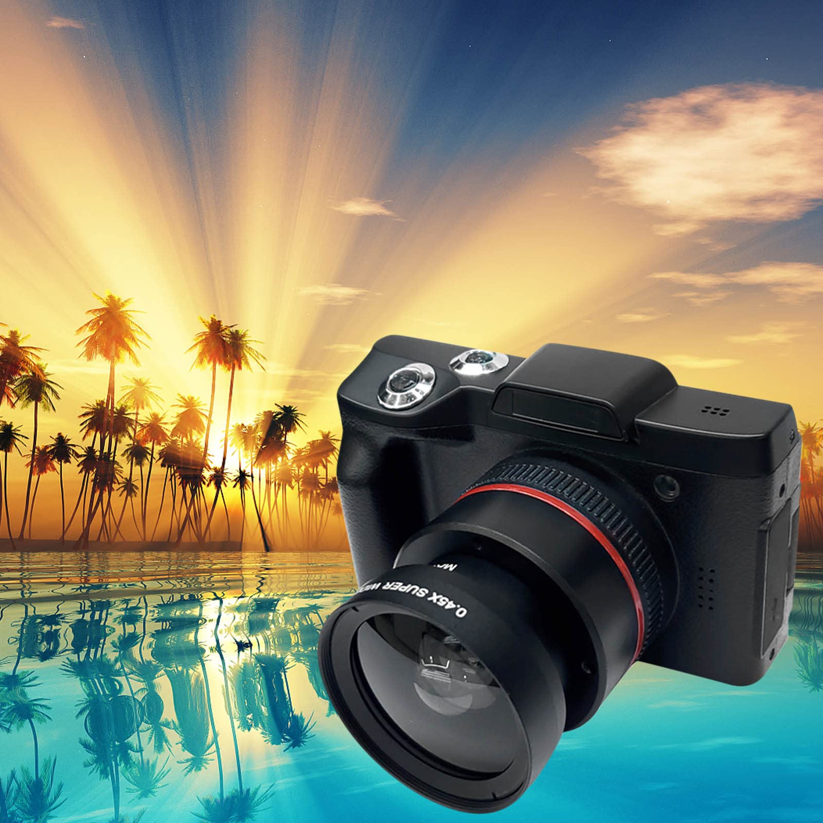 1080p Camera Digital Camera for Photography, Mini Vlogging Camera with 2.4 Inch HD Large Screen, 16x Digital Zoom, Detachable Lens, Built-in Microphones, Cool Stuff, Travel Essensials