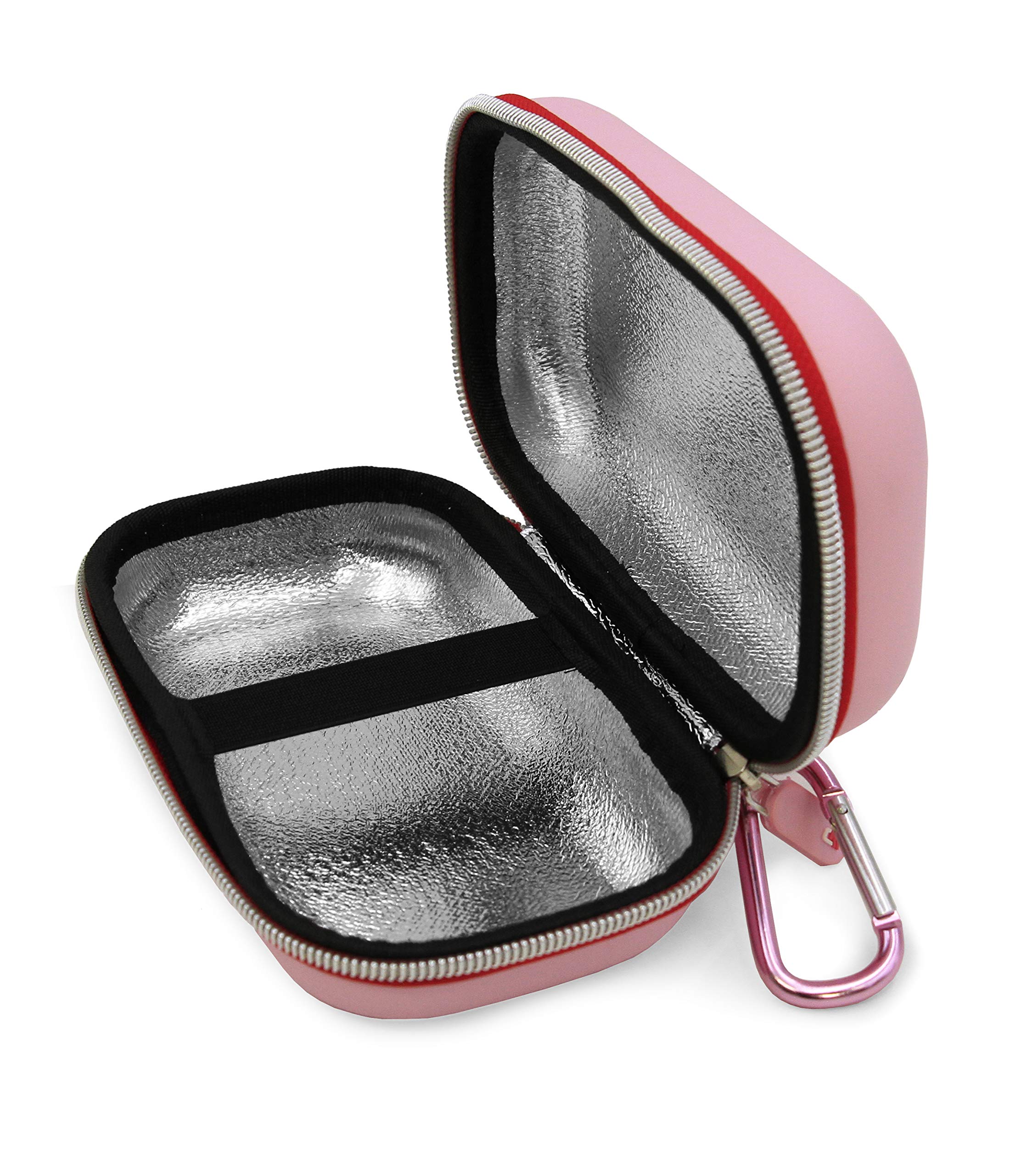 CASEMATIX Pink Compact Insulated Asthma Inhaler Travel Bag Case Compatible with Chamber Inhaler Spacer, Masks and More - Does Not Fit Spacers Longer Than 6.25 inches, Includes CASE ONLY
