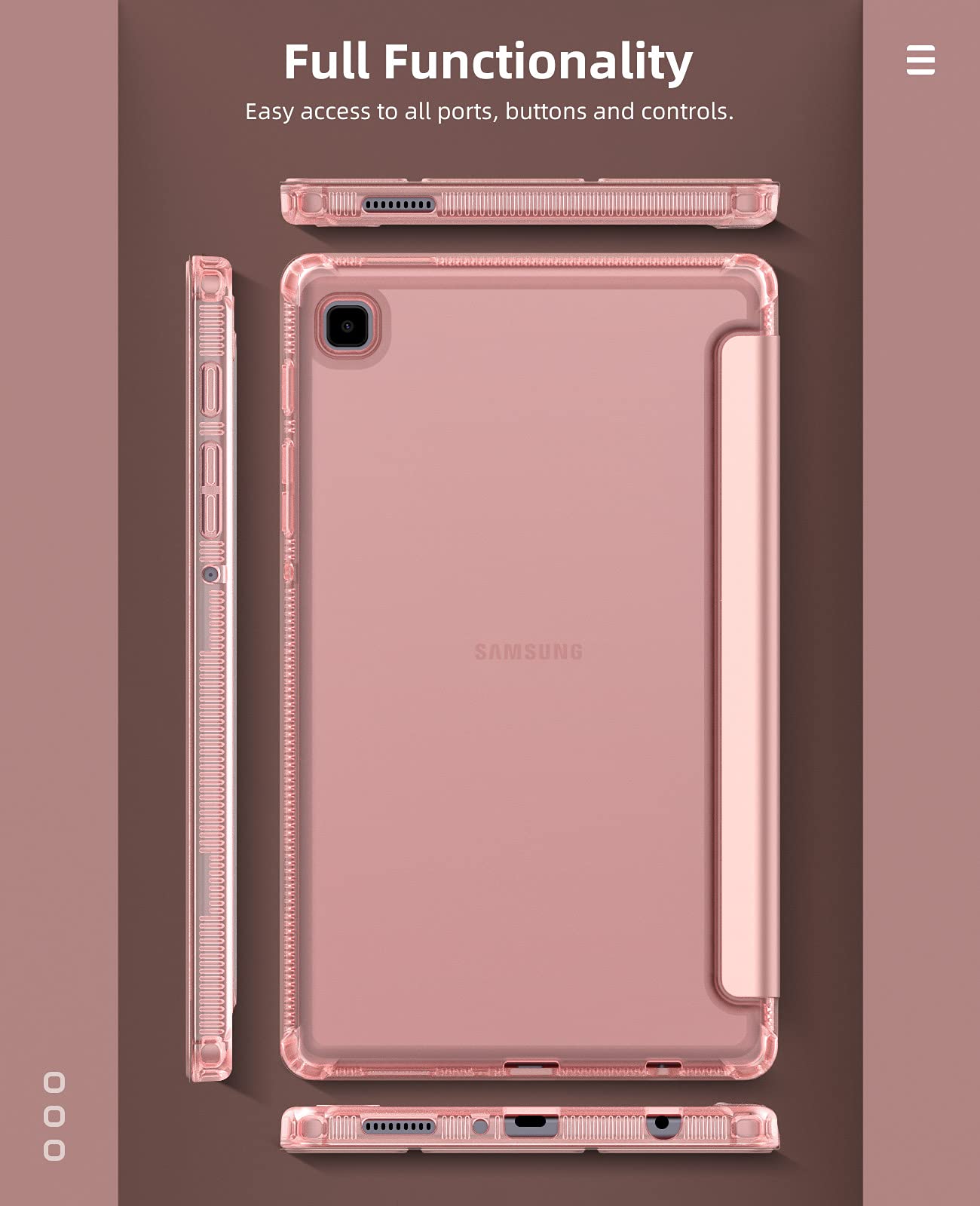 MoKo Case Fits Samsung Galaxy Tab A7 Lite 8.7" 2021 (SM-T225/T220/T227), Slim Lightweight Smart Case Trifold Stand Case with Soft TPU Translucent Frosted Back Shell for Galaxy Tab A7 Lite, Rose Gold